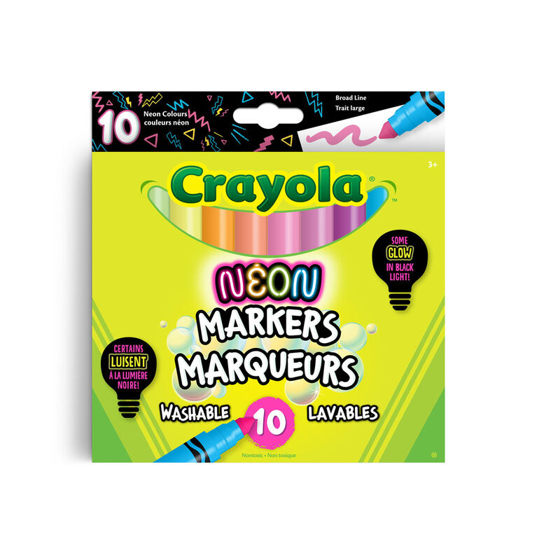 Crayola - Marqueurs lavables Crayola néon, 10 pièces – Ojeux