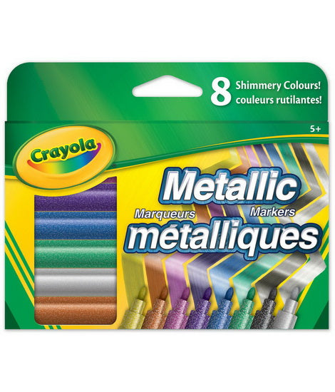 Crayola- Marqueurs métalliques pointes fines 8 couleurs – Ojeux